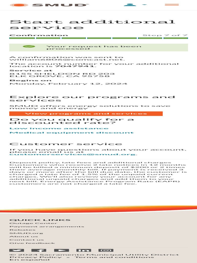 SMUD Deposit Policy and New Service Confirmation | PDF