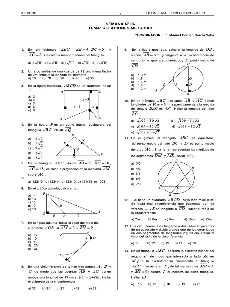 Problemas de Geometría Avanzada | PDF | Triángulo | Geometría euclidiana