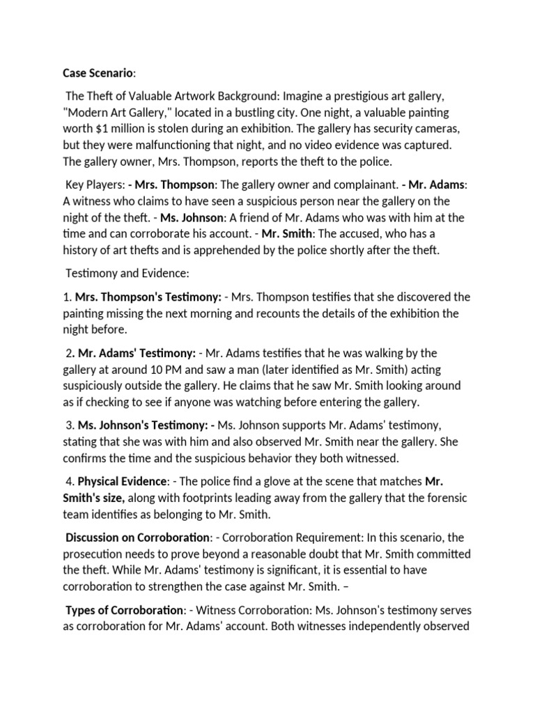 Case Scenario in Corroboration | PDF | Witness | Testimony