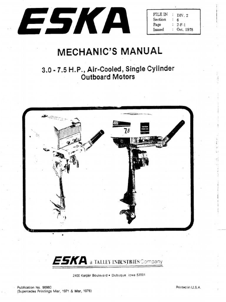 Eska 3.0 - .7.5 HP Mechanics Manual | PDF