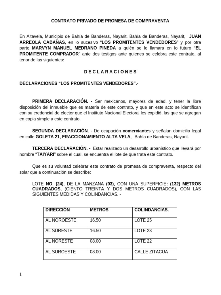 Contrato Contado Marvyn | PDF