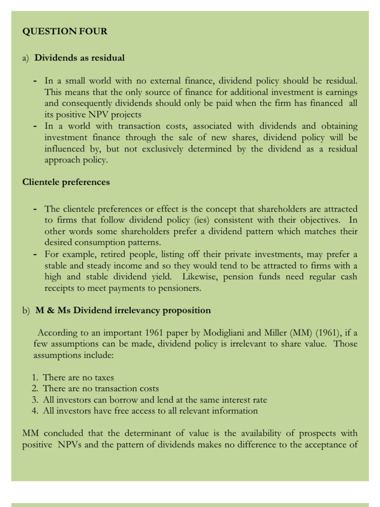 Afm Revision Notes | PDF | Dividend | Futures Contract