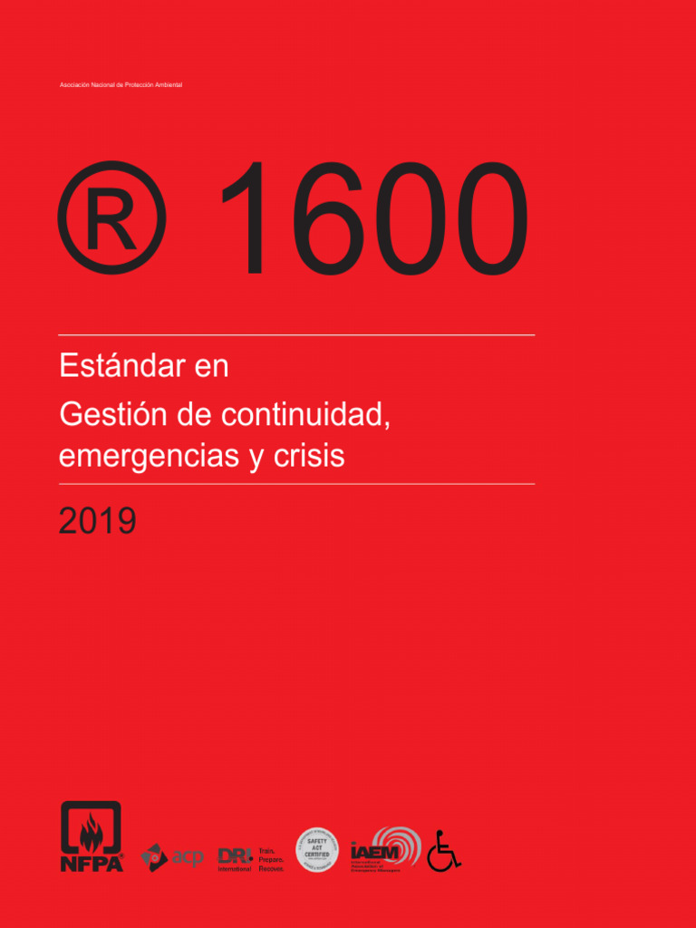 Nfpa 1600 - (2019) Español) | PDF | Adopción | Agencia Federal de ...