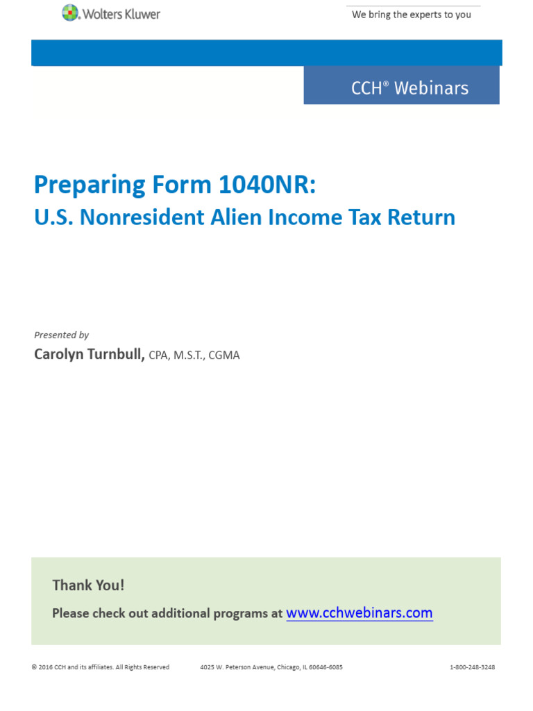 How To Prepare 1040NR | PDF | Taxes | Government Finances