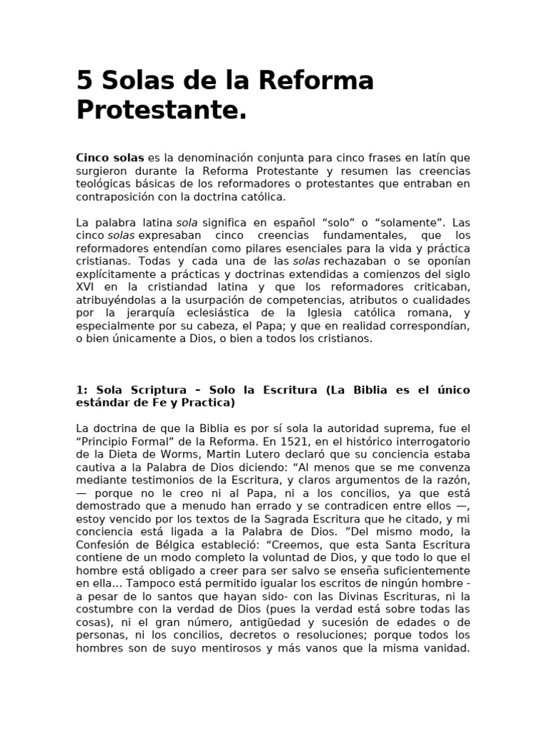 5 Solas de La Reforma | PDF | Sola Fide | Cristo (título)
