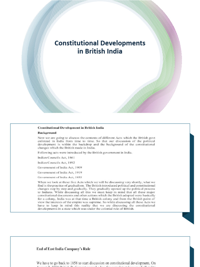 Constitutional Development in British India | PDF