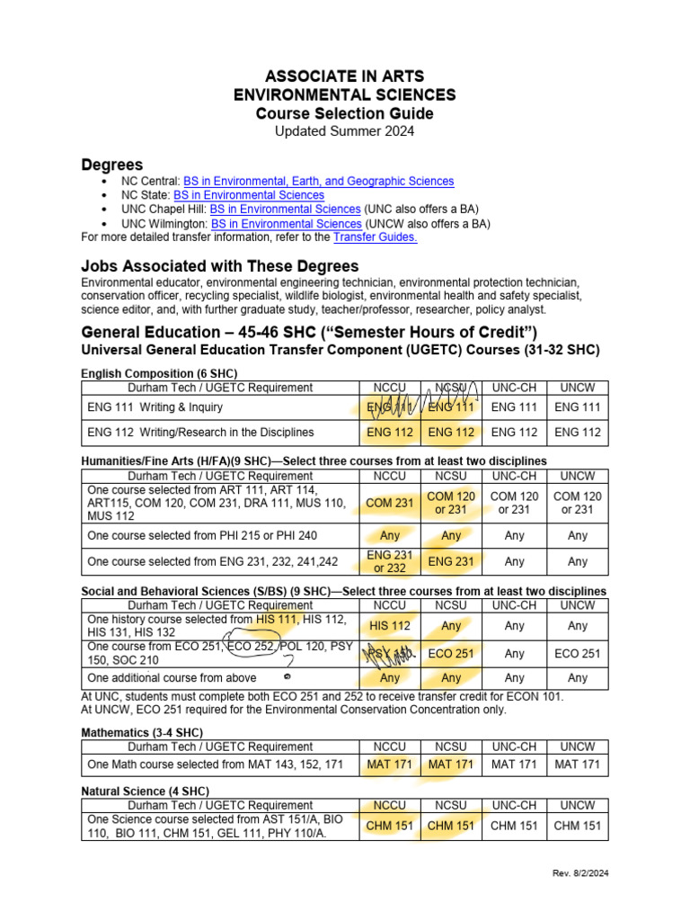 Environmental Sciences Course Guide 2024 | PDF | Science
