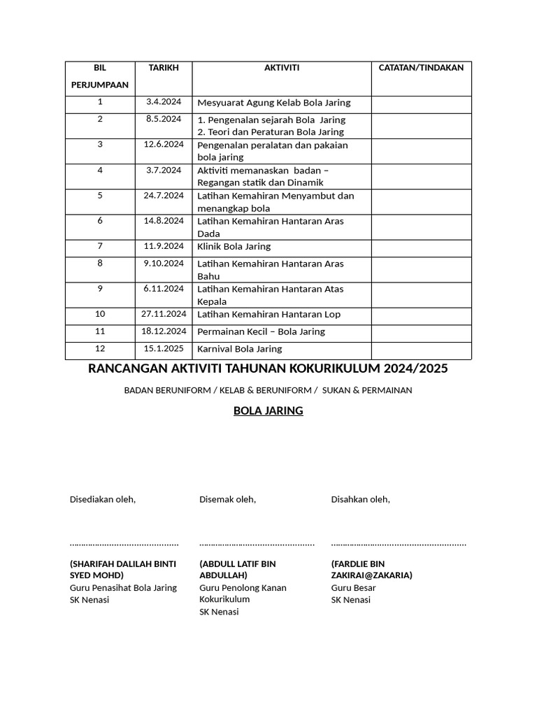 Jadual Aktiviti Tahunan | PDF