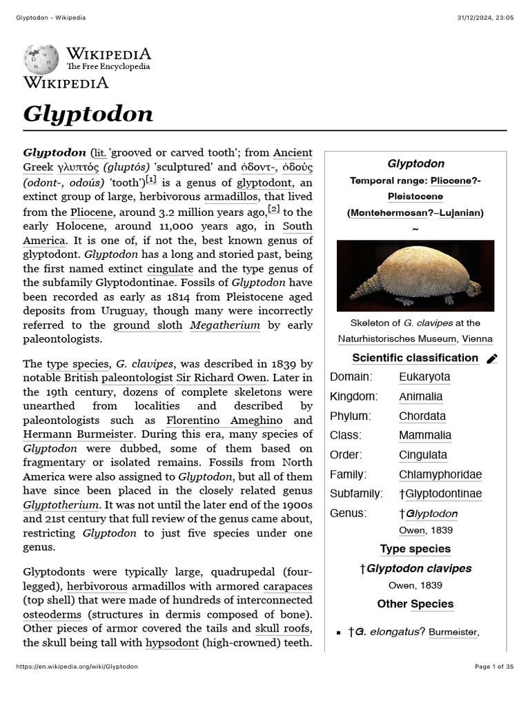 Glyptodon | PDF