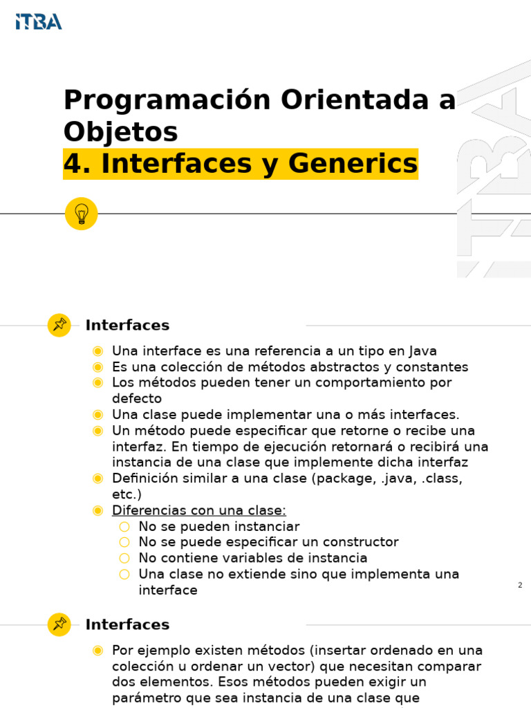 Interfaces y Generics | PDF | Objeto (informática) | Función anónima
