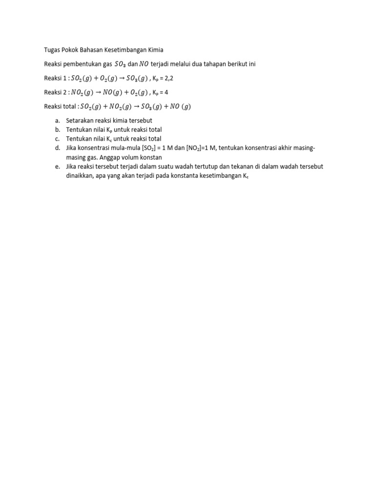 Tugas Kesetimbangan Kimia-TCL | PDF