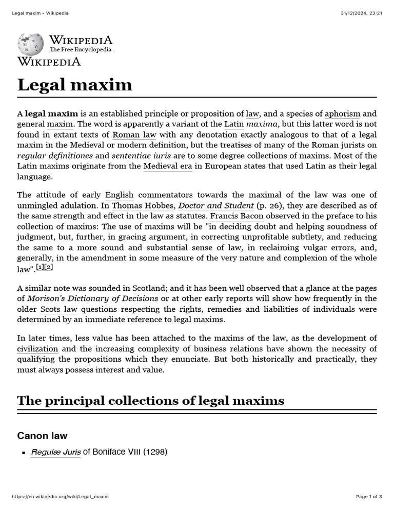 Legal Maxim | PDF | Common Law