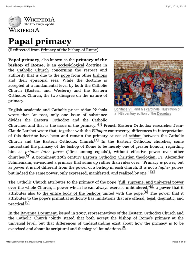 Understanding Papal Primacy | PDF | Pope | Catholic Church