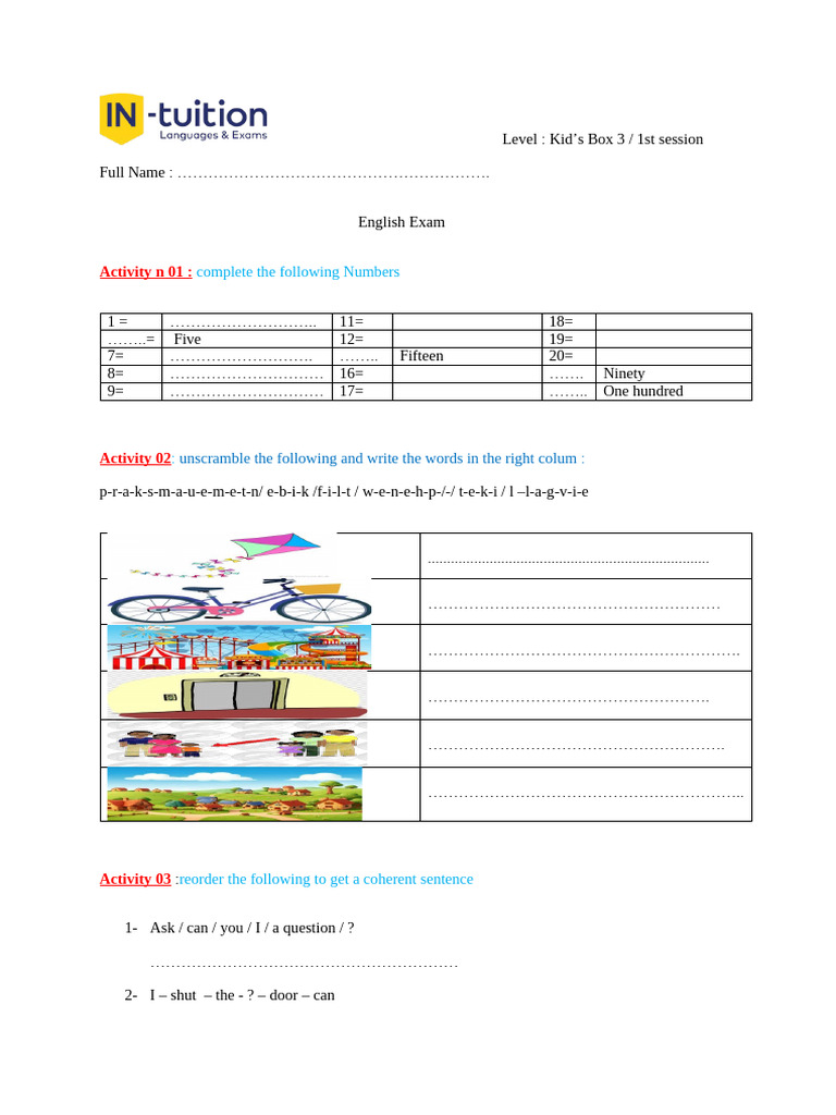kid's box 3 test 2023 | PDF