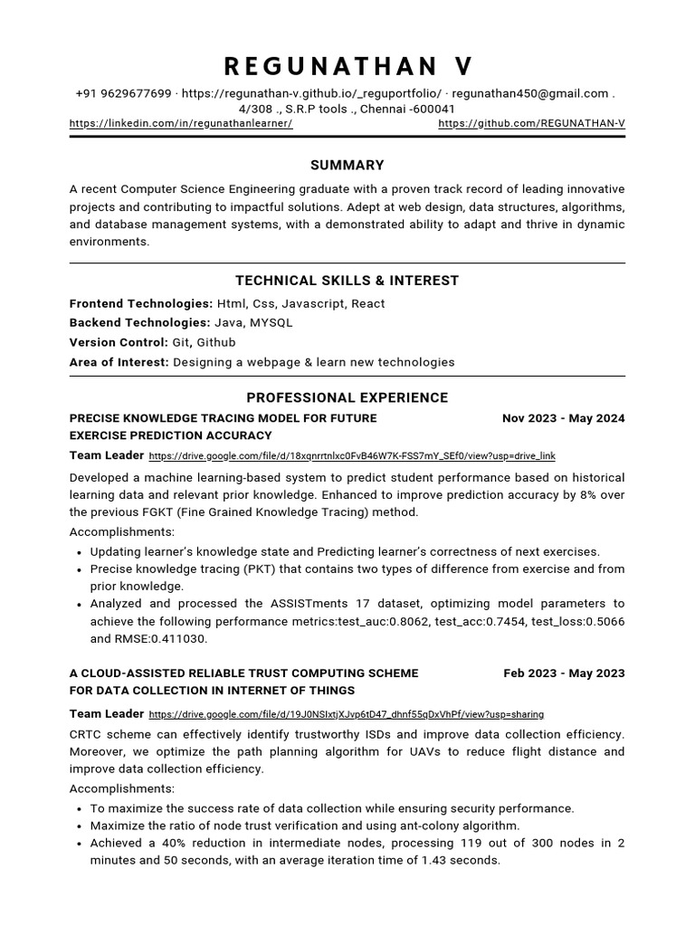 regu_Resume (5) | PDF | Web Design | Computing