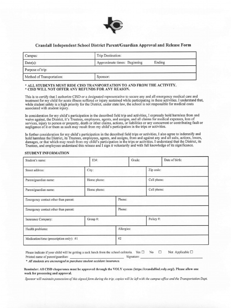 Parent Approval and Release Forms | PDF
