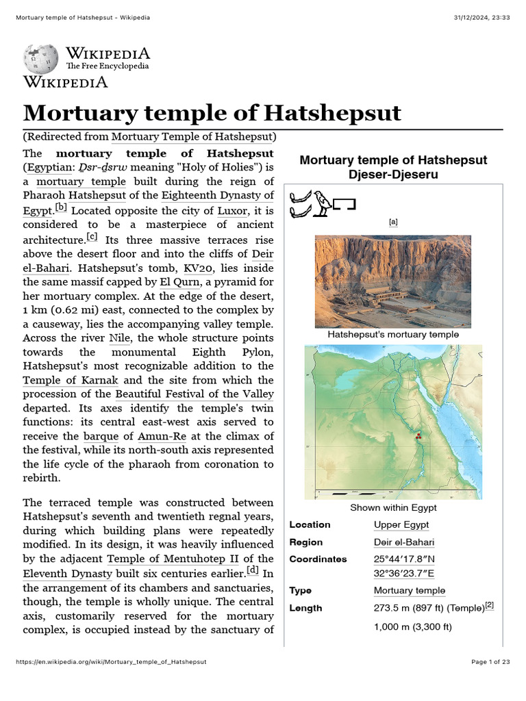 Hatshepsut's Mortuary Temple Overview | PDF | Ancient Egyptian Religion ...