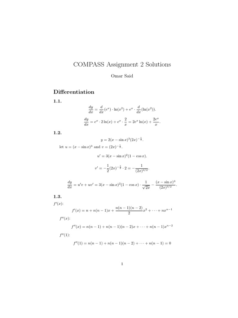 Compass Calculus Assignment | PDF | Algebra | Calculus