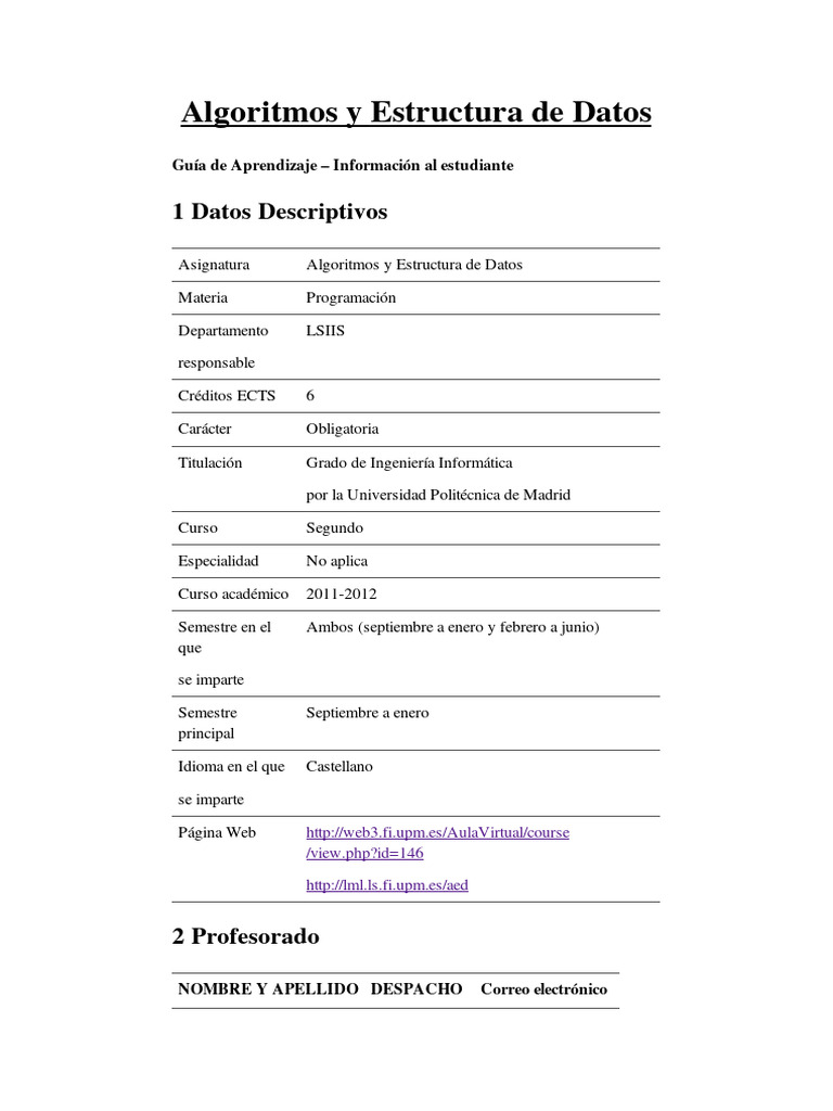 Guía de Algoritmos y Estructuras | PDF