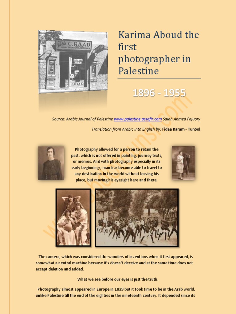 Karima Aboud The First Photographer in Palestine | PDF | Middle East ...