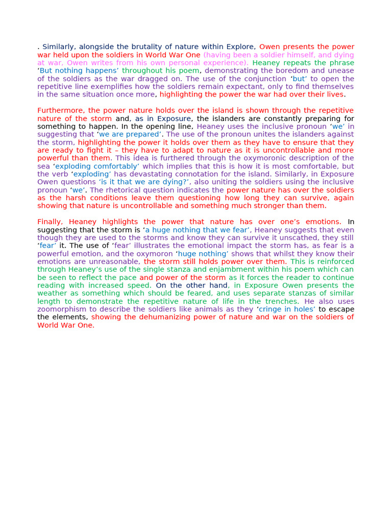 Colour Coded Exemplar Anthology Poetry | PDF