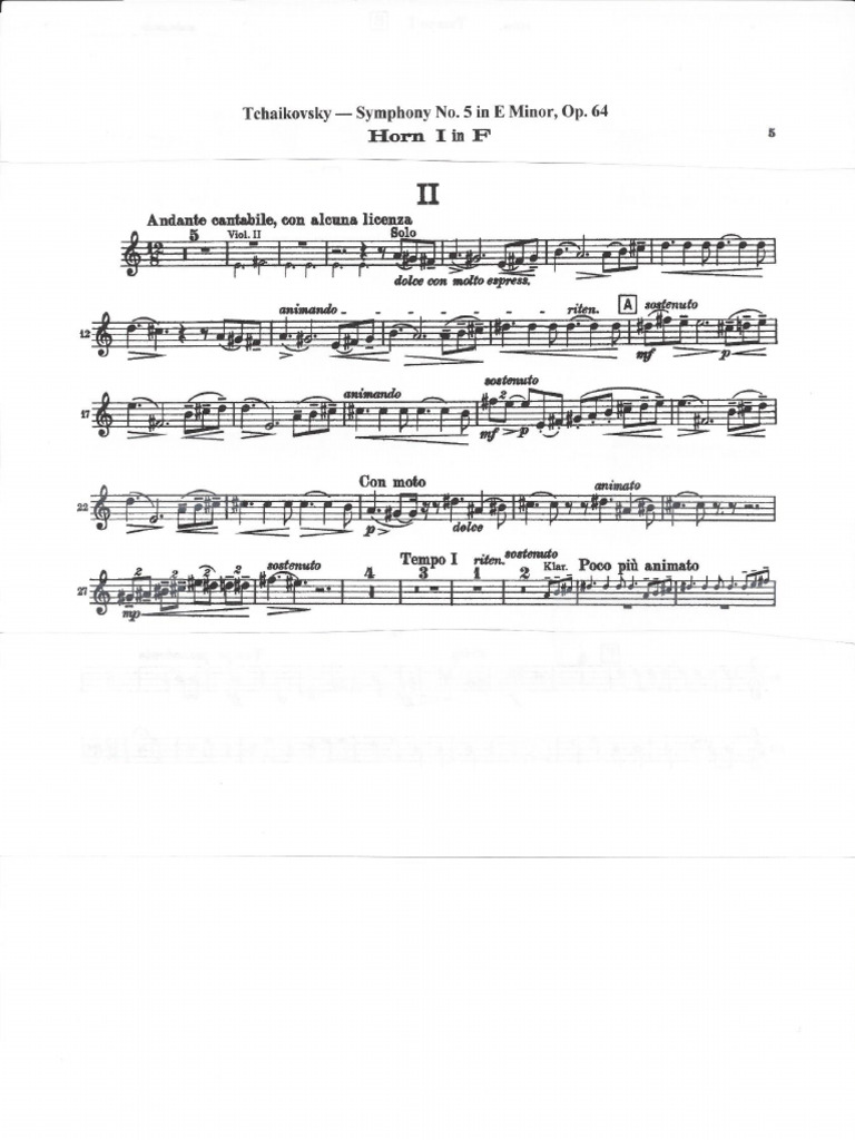 Tchaik 5 High Horn Excerpt | PDF