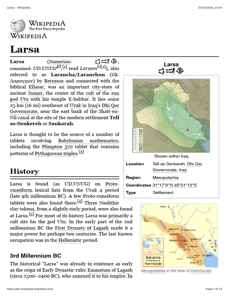 Larsa | PDF | Archaeology Of Iraq | Ancient Near East