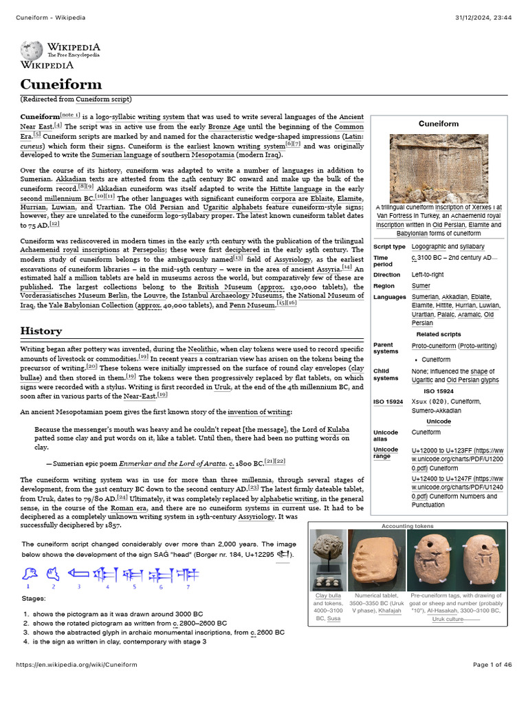 Cuneiform Writing System Overview | PDF | Cuneiform | Writing