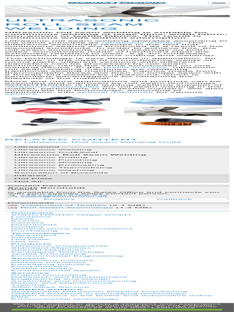 Ultrasonic Roll Seam Welding — SONOTRONIC | PDF | Ultrasound | Welding