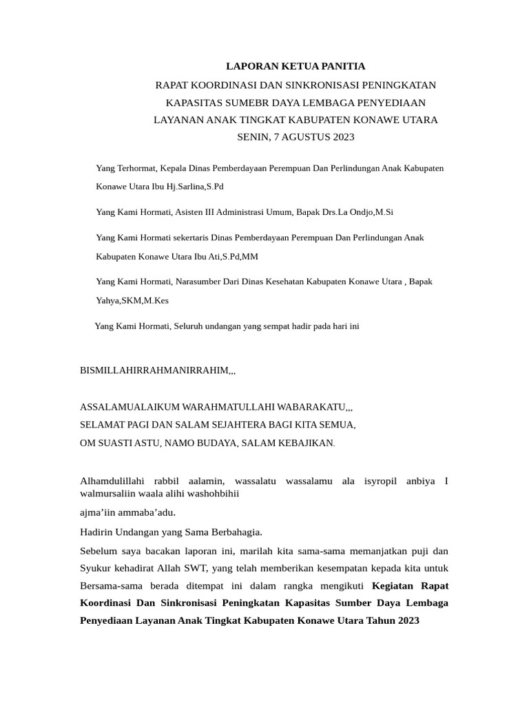 LAPORAN KETUA PANITIA | PDF