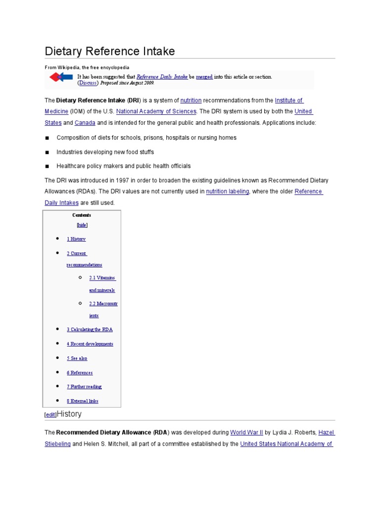 Dietary Reference Intake | PDF | Essential Nutrients | Determinants Of ...