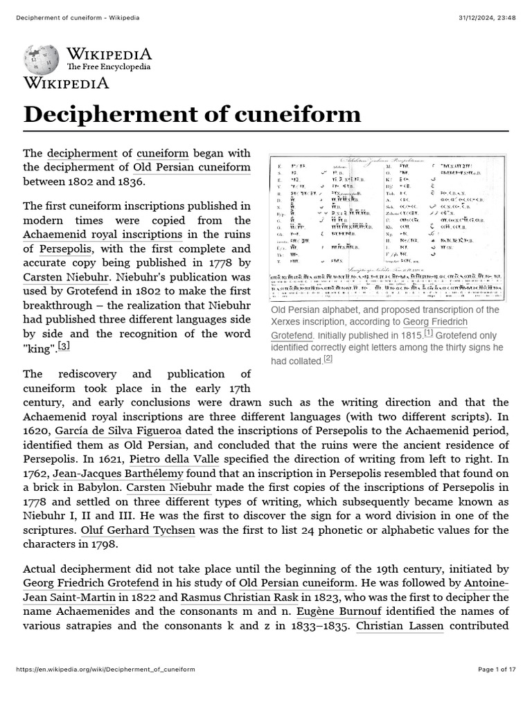 Decipherment of Cuneiform | PDF