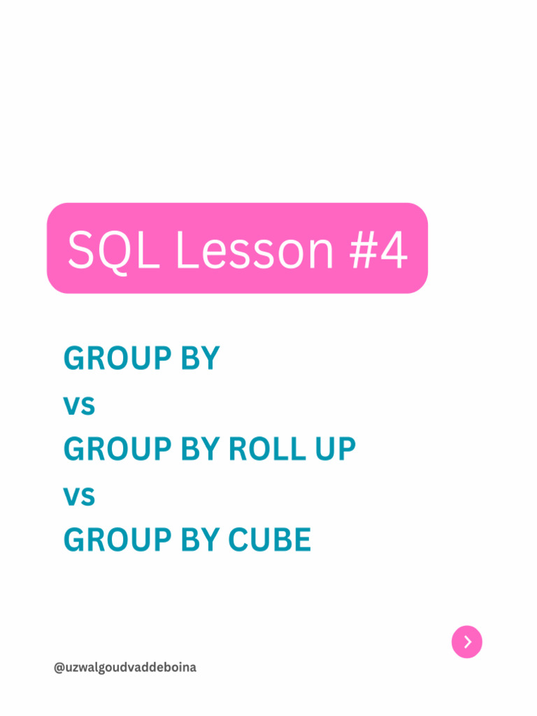 Lesson 4, SQL Group by Roll Up CUBE | PDF