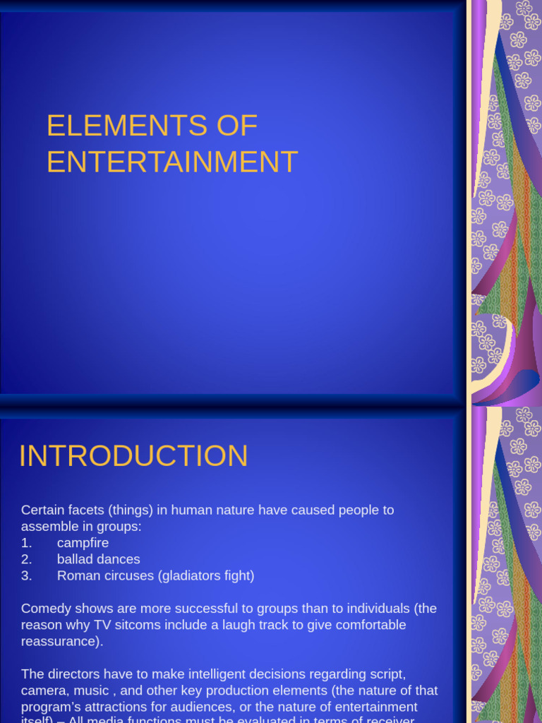 Understanding Entertainment Elements | PDF | Entertainment