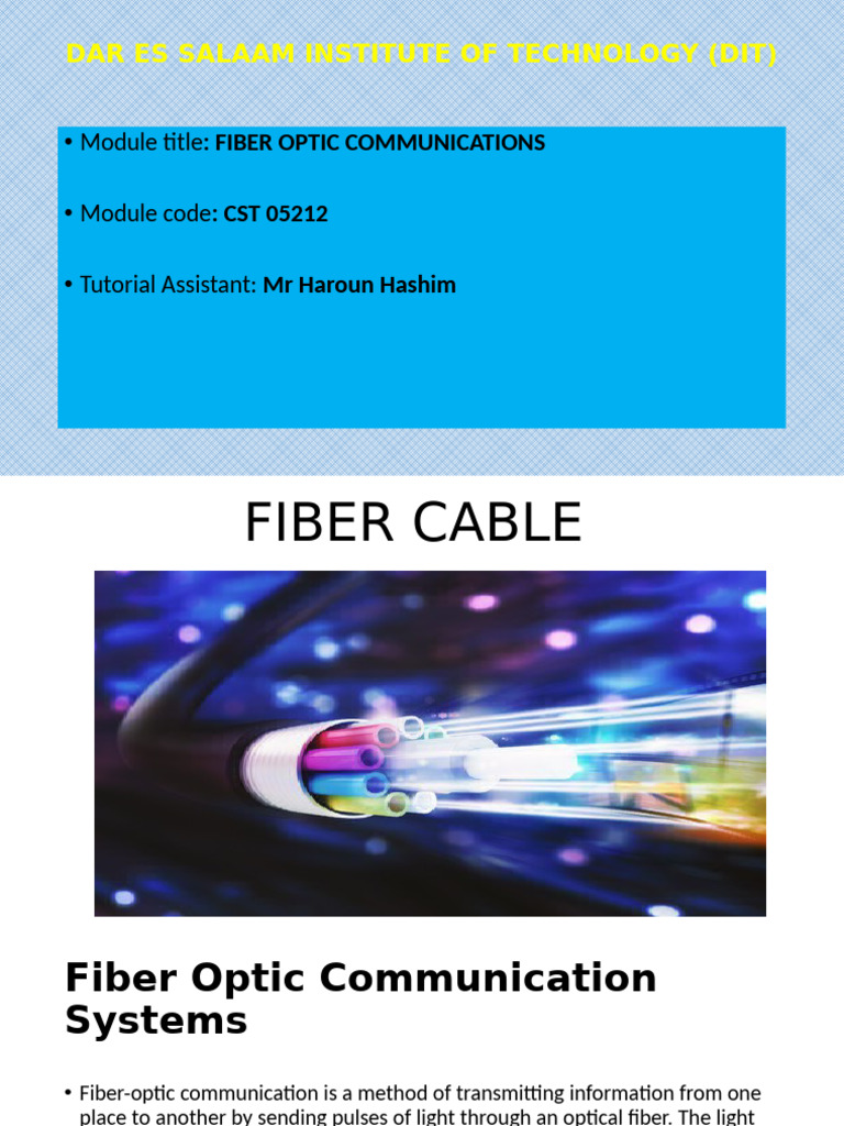 Lecture 01 Fiber Optics | PDF | Fiber Optic Communication | Optical Fiber