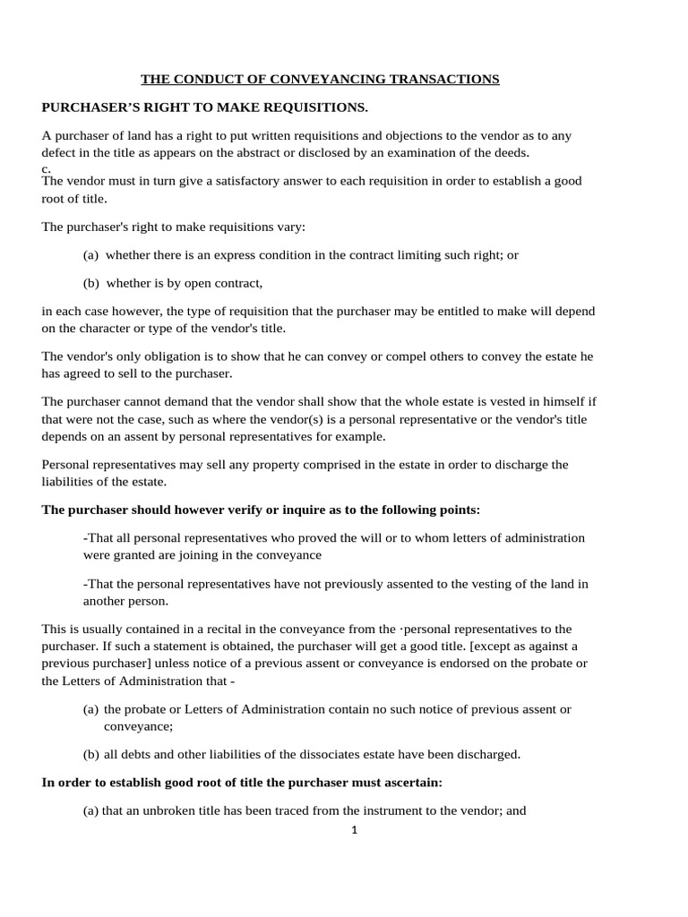 The Conduct of Conveyancing Transactions | PDF | Conveyancing ...