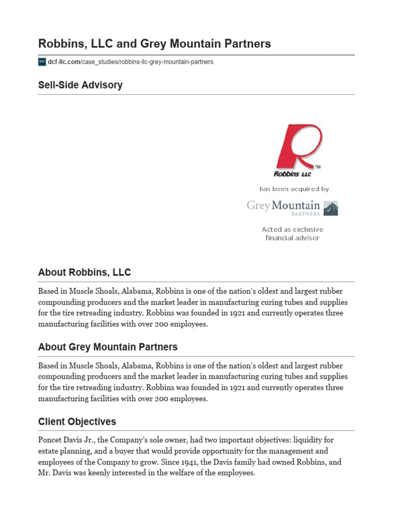 2007 Robbins, LLC and Grey Mountain Partners - Decosimo Corporate ...