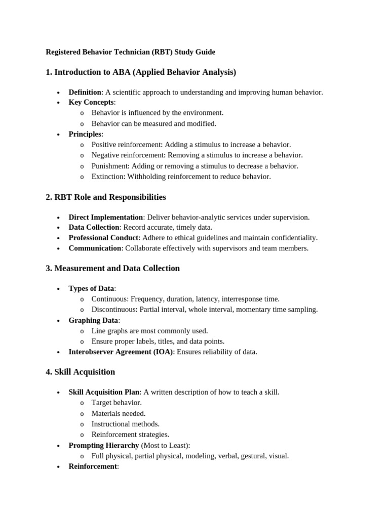RBT Study Guide | PDF | Reinforcement | Psychological Concepts