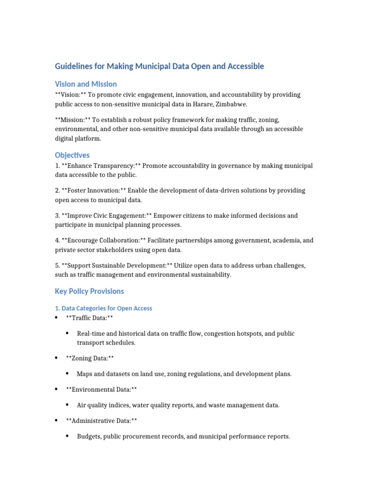 Open Data Guidelines Harare Retry | PDF | Governance | Computing