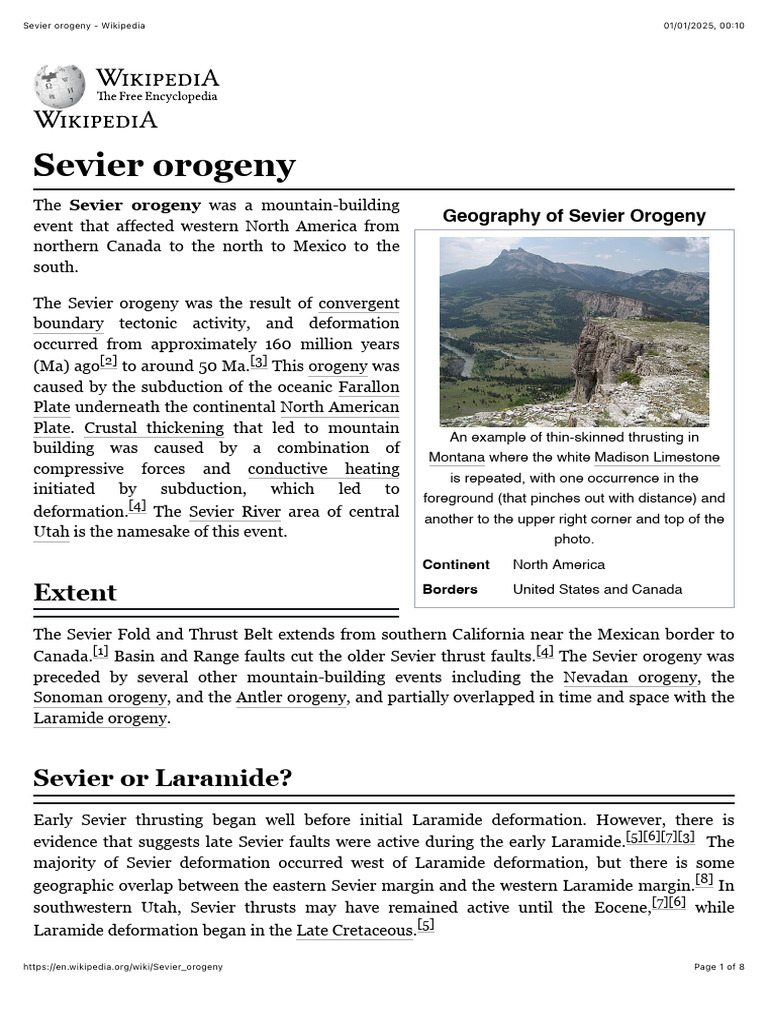 Sevier orogeny | PDF | Plate Tectonics | Earth Sciences