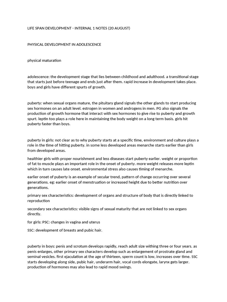 Adolescence Pdf Puberty Adolescence