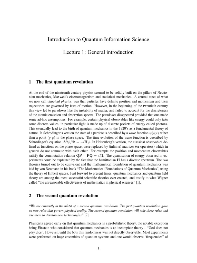 Introduction To Quantum Information Science | PDF | Quantum Computing | Matrix (Mathematics)