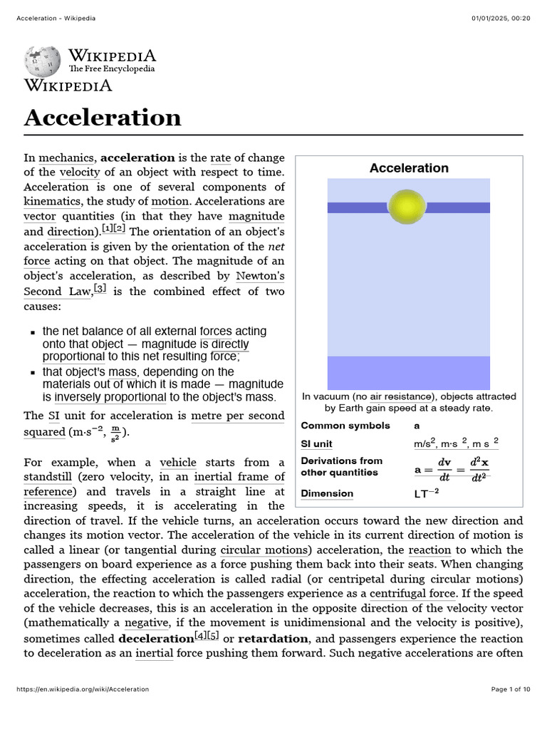 Acceleration | PDF | Acceleration | Velocity