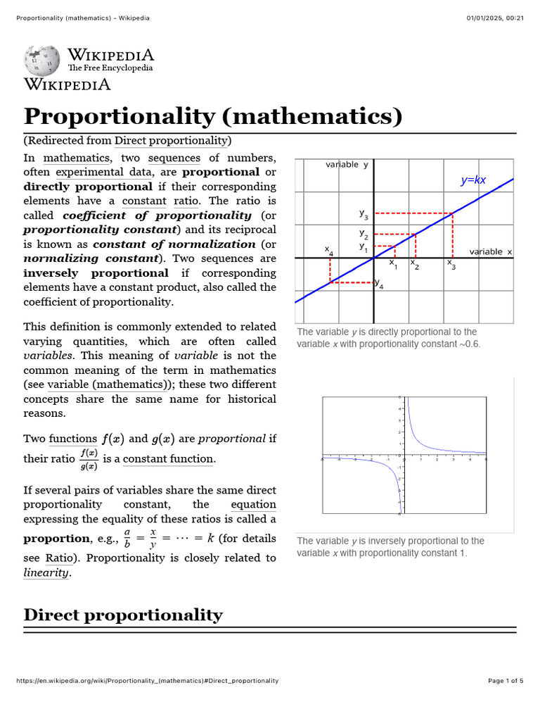 Proportionality (Mathematics) | PDF | Variable (Mathematics) | Mathematics
