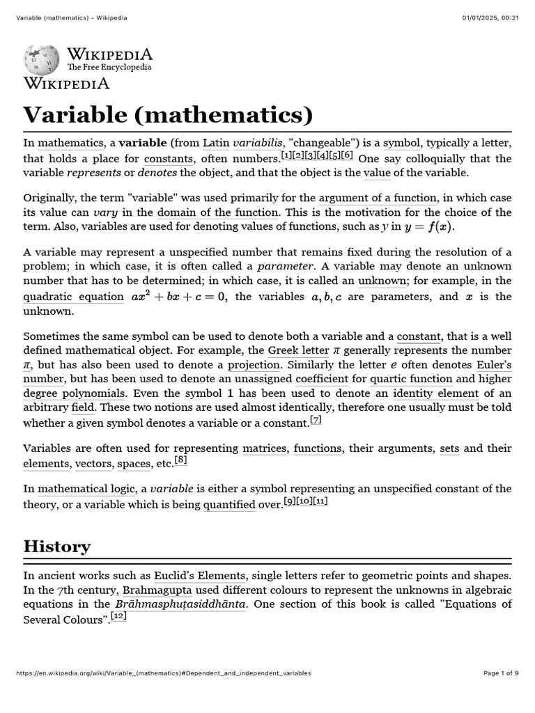 Variable Mathematics Pdf Variable Mathematics Function