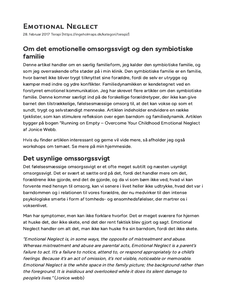 Emotional Neglect - Inge Holm | PDF