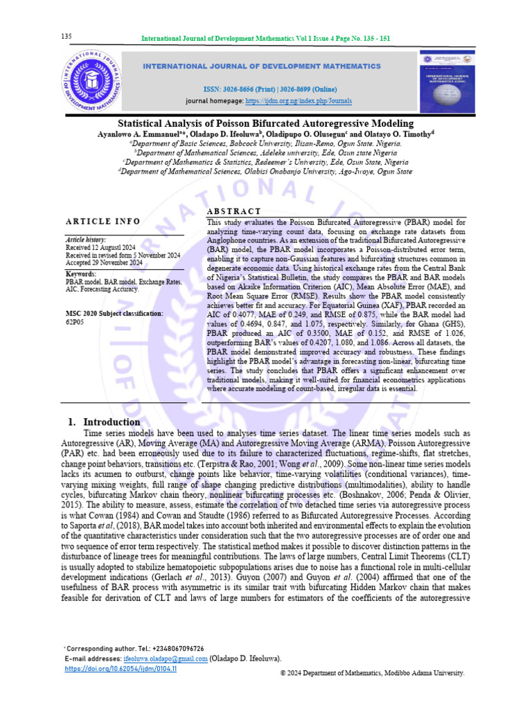 10.62054ijdm11 | PDF | Time Series | Autoregressive Model