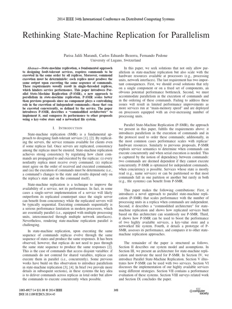 Parallel State-Machine Replication | PDF | Replication (Computing ...