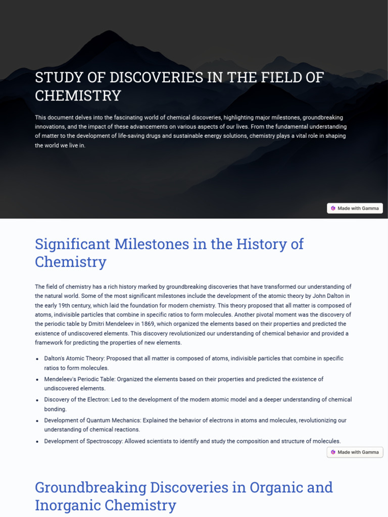 Key Discoveries in Chemistry | PDF | Chemistry | Organic Chemistry