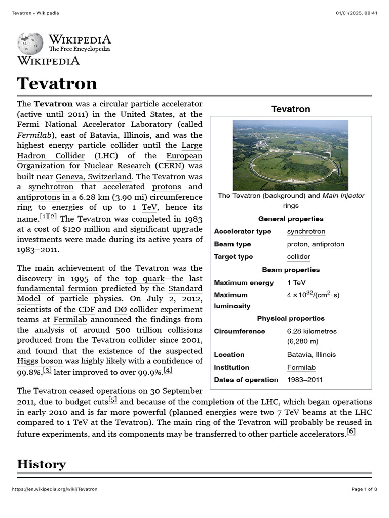Tevatron | PDF | Particle Accelerator | Large Hadron Collider